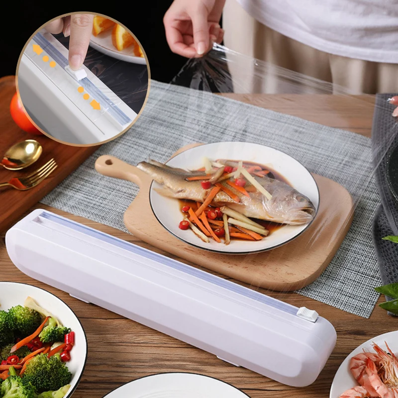 Fresh-keeping Film Cutter Food Wrap Dispenser Plastic Cutter Foil Cling ...