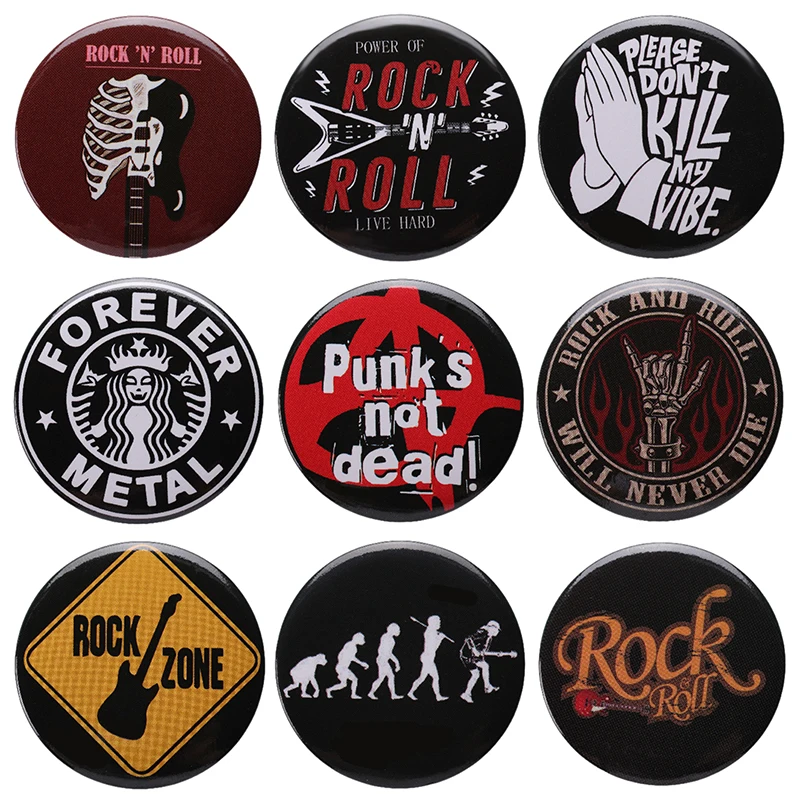 Rock n Roll Tinplate Pin Punk Is Not Dead Forever Mental Head Band ...