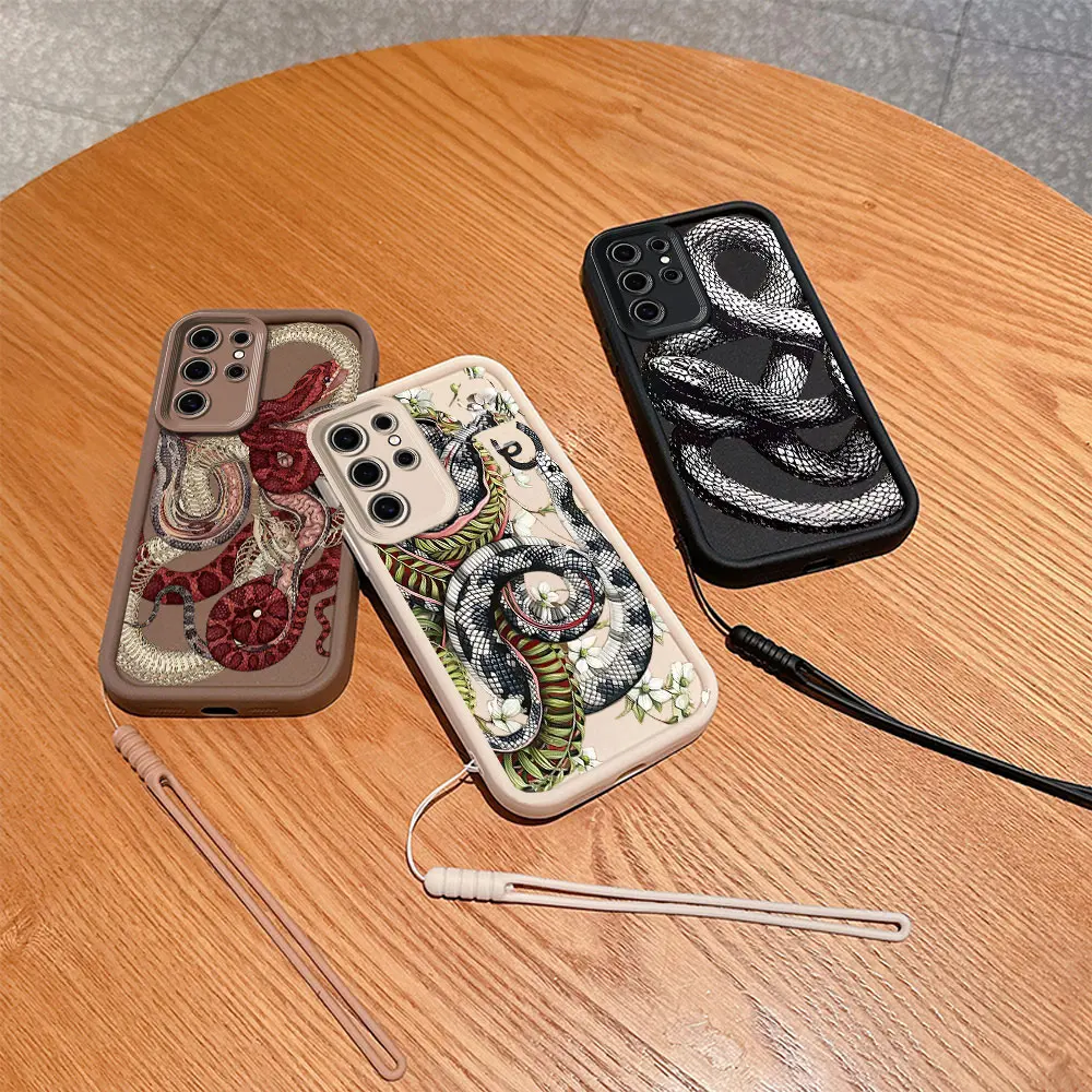 Cartoon-black-snake-skull-Phone-Case-for-Samsung-S24-S23-S22-S21-S20-FE ...