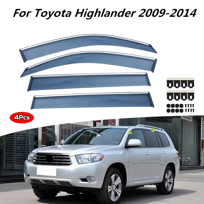 For Toyota Highlander 2009 2010 2011 2012 2013 2014 Window Roof Sun Rain Shade Vent Visor ...