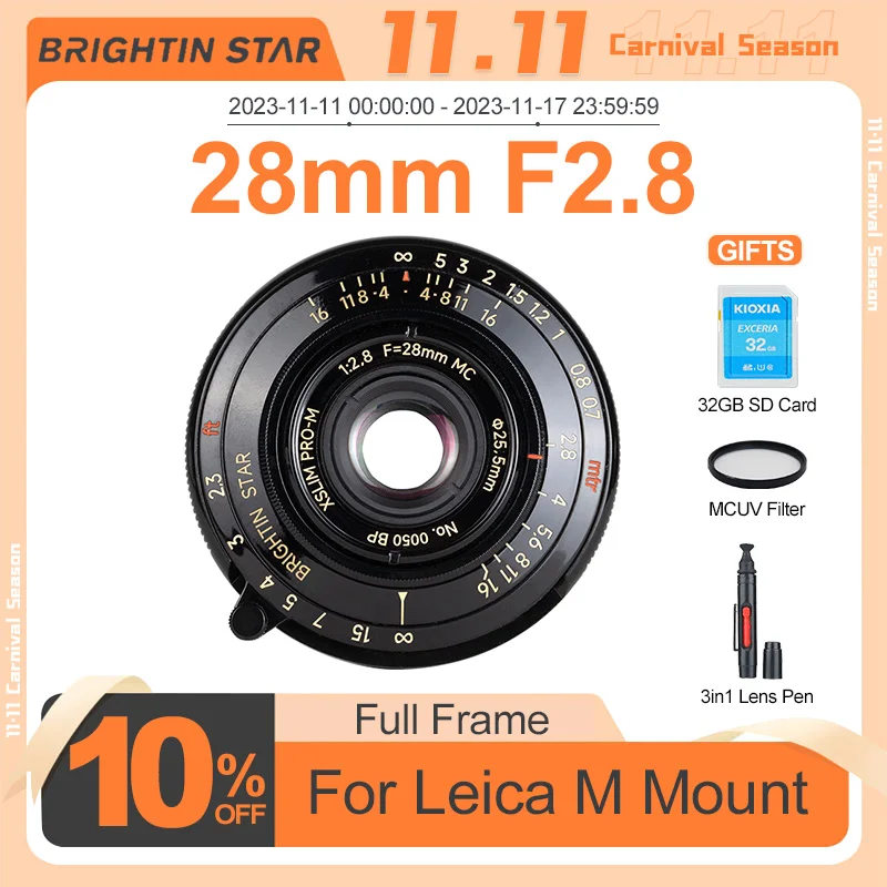 Brightin-Star-28mm-F2-8-Full-Frame-Portrait-Manual-Focus-Lens-for-Leica ...