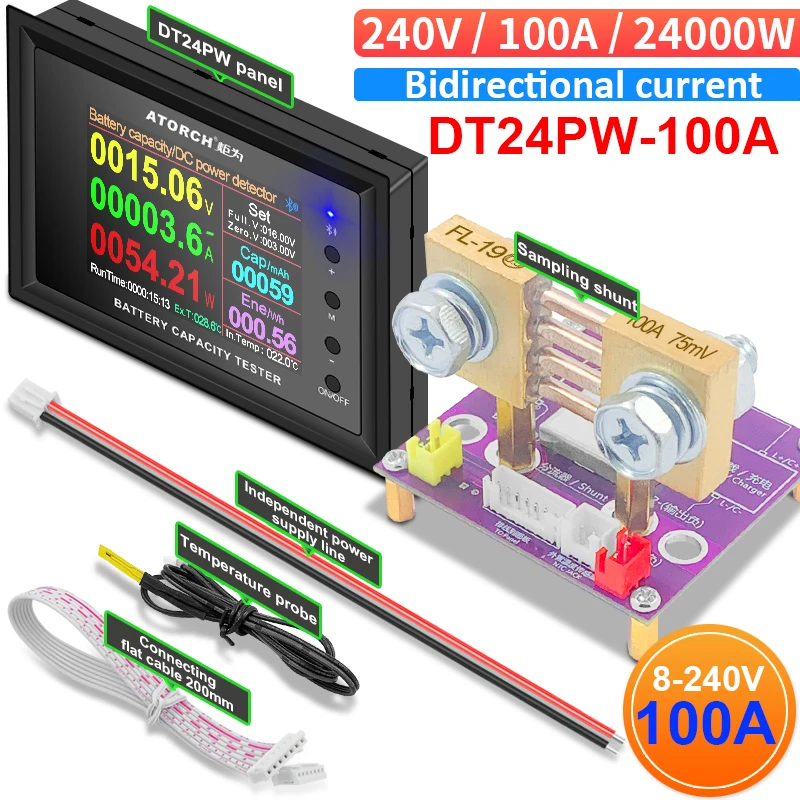DT24PW 8~240V 100A Amp meter DC Power Voltmeter Ammeter Battery ...