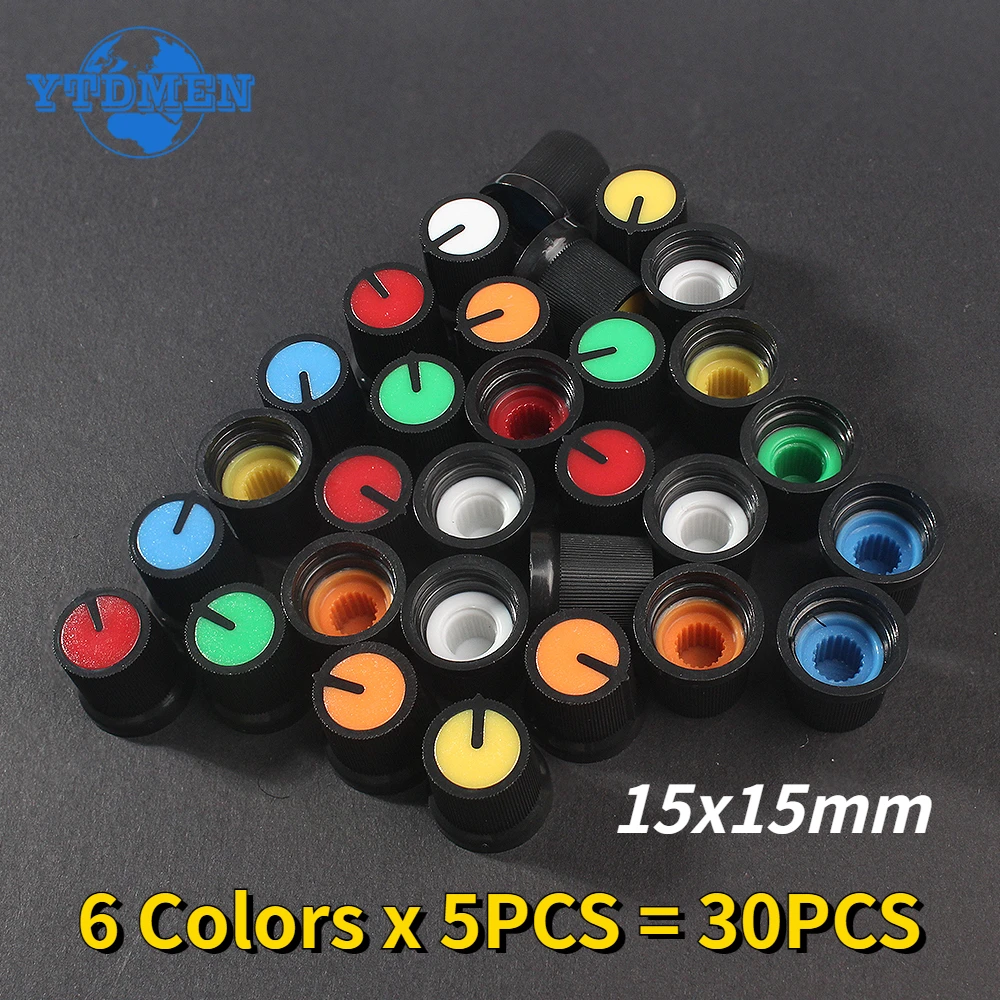 30pcs/6color WH148 Potentiometer Knob Cap(copper Core) 15x15MM 6mm Hole ...