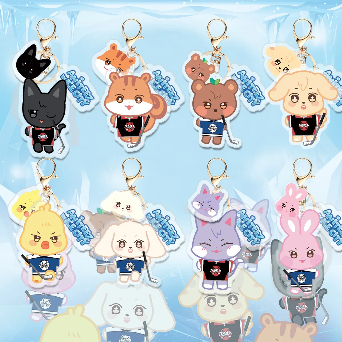 Kpop-ATEEZ-Cartoon-Keychains-Albums-ANITEEZ-Key-Chain-Hongjoong ...