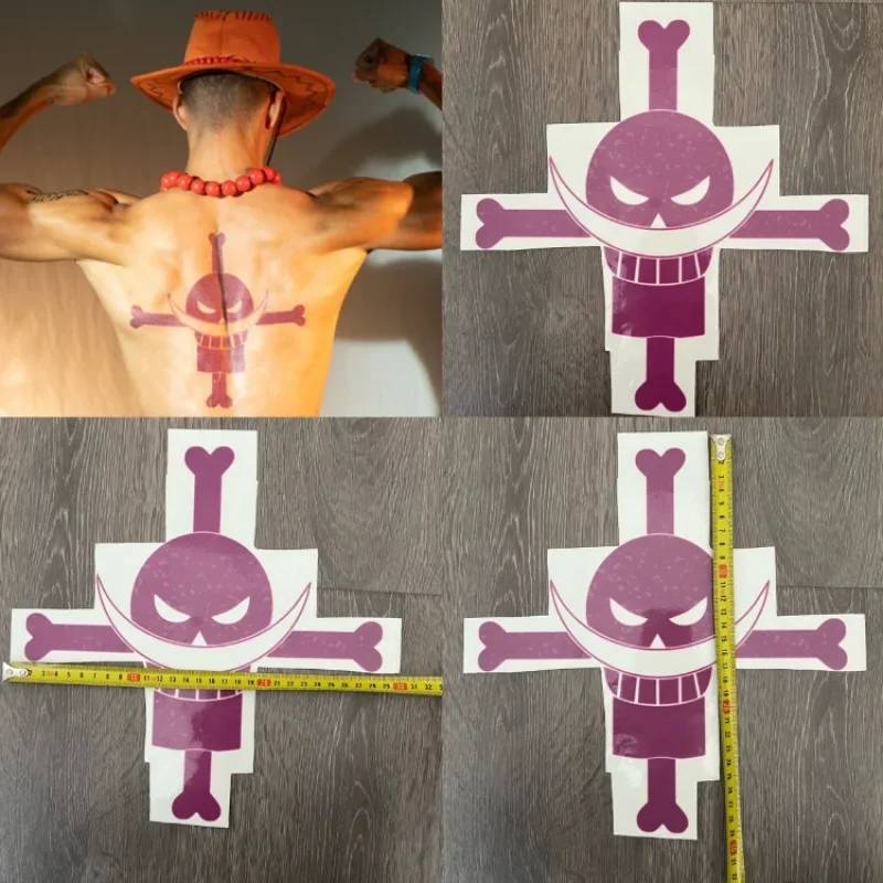 One-Piece-Portgas-D-Ace-Tattoo-Sticker-ASCE-White-Beard-Cosplay-Back ...