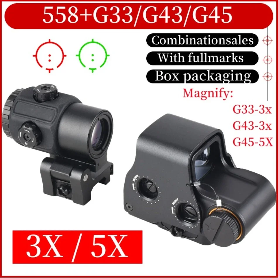558-G43-G45-G33-Reflex-Holographic-Sight-Tactical-3X-5X-Magnifier-Red ...
