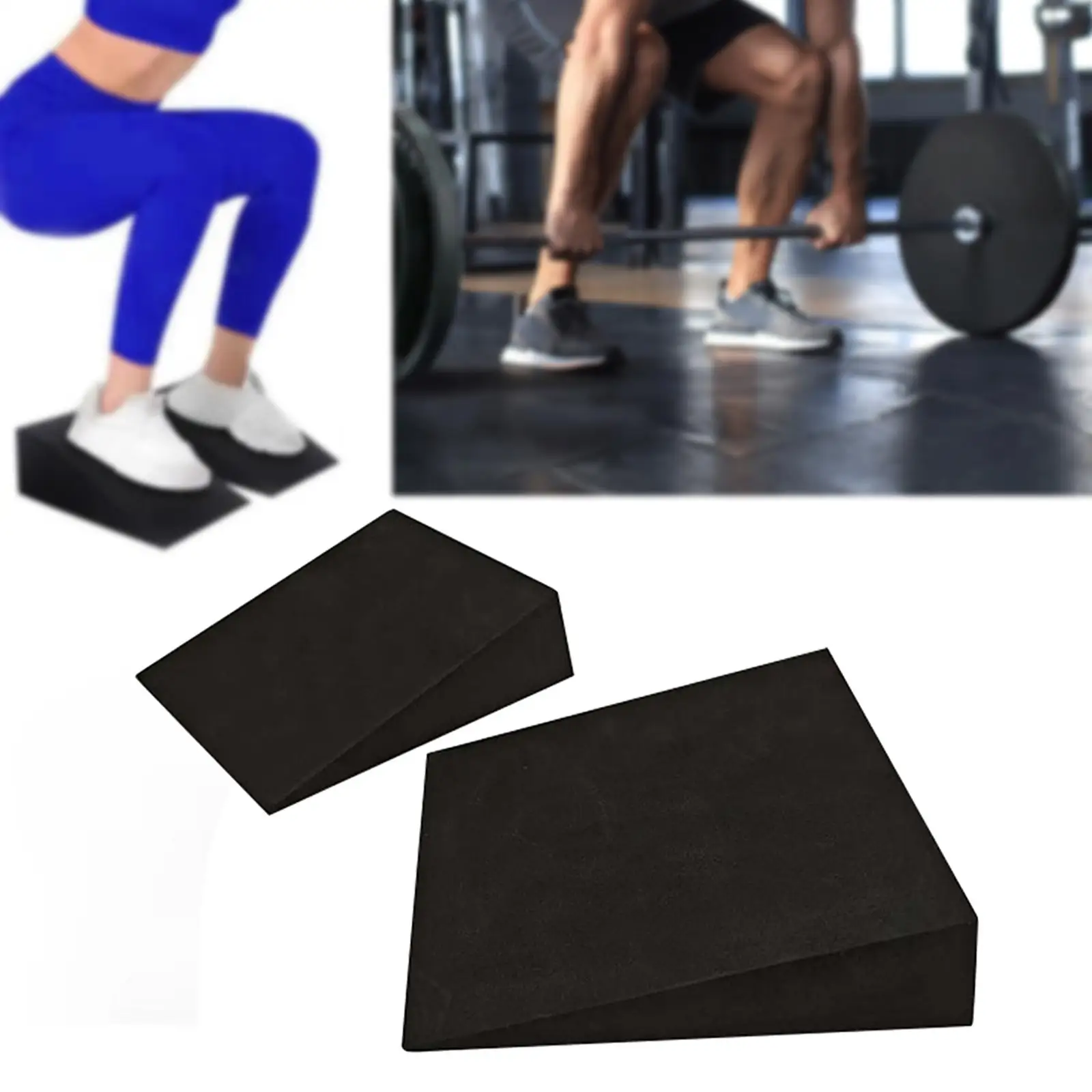 2Pcs Squat Wedge Block Squat Ramp Heel Elevated EVA Riser Block Slant ...