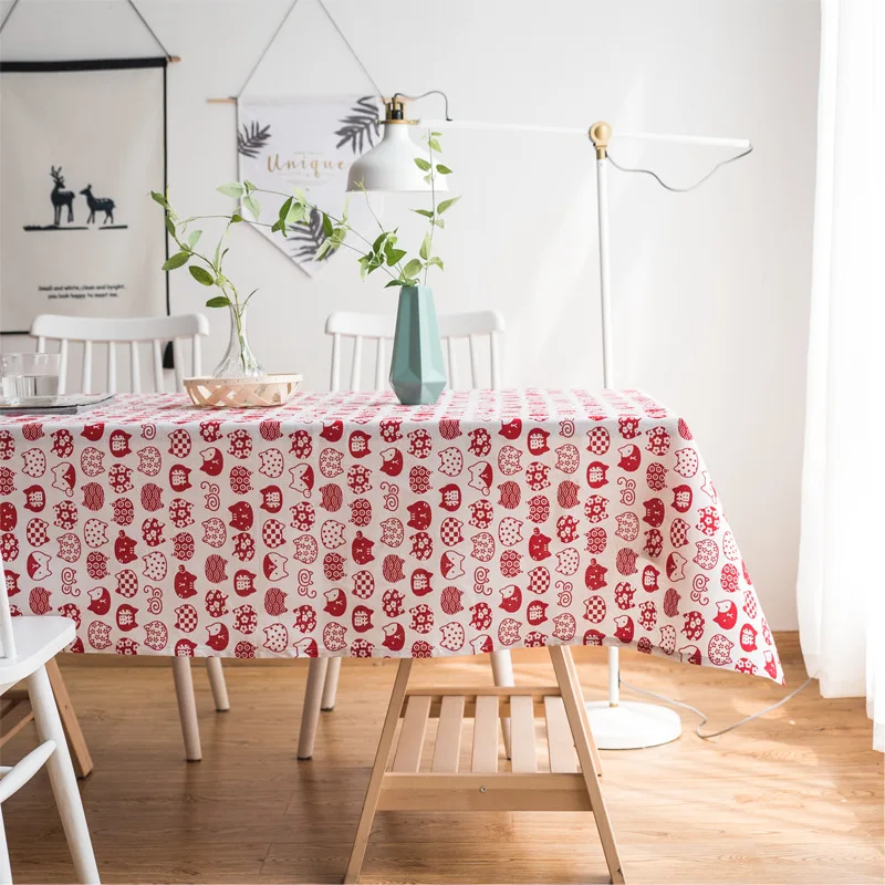 Cute-Cat-Cotton-Linen-Dining-Table-Cloth-Cartoon-Rectangular-Home ...