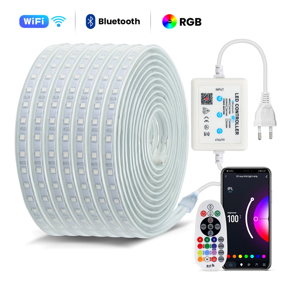 AC-110V-220V-RGB-5050-LED-Strip-Tuya-Smart-Life-WiFi-Bluetooth-APP ...