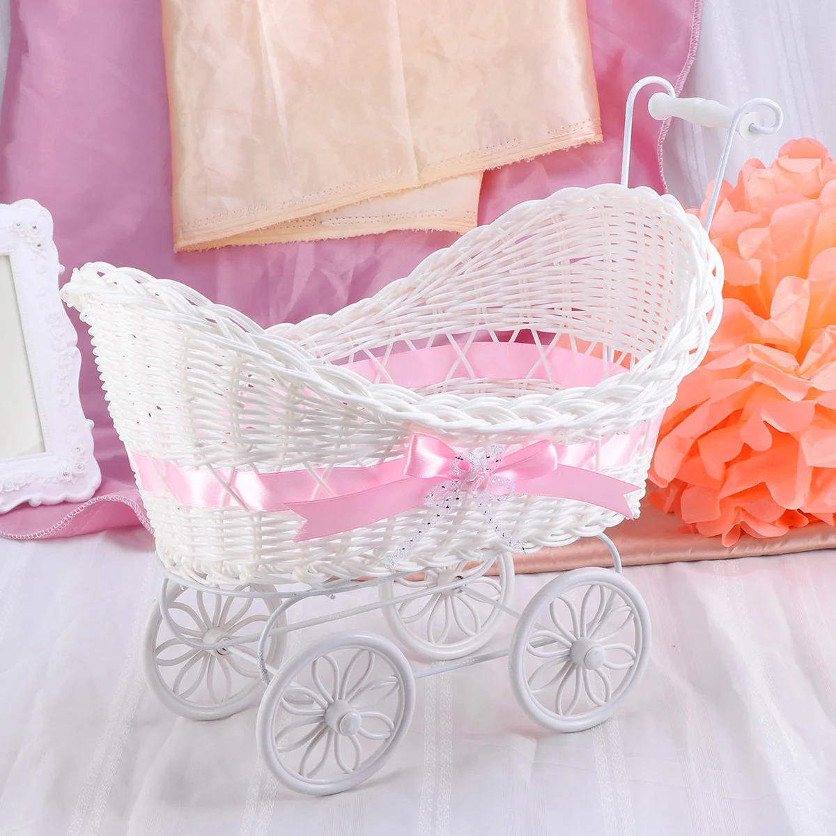 Wicker Stroller Decoration Miniature Stroller Baby Shower Party Favors ...