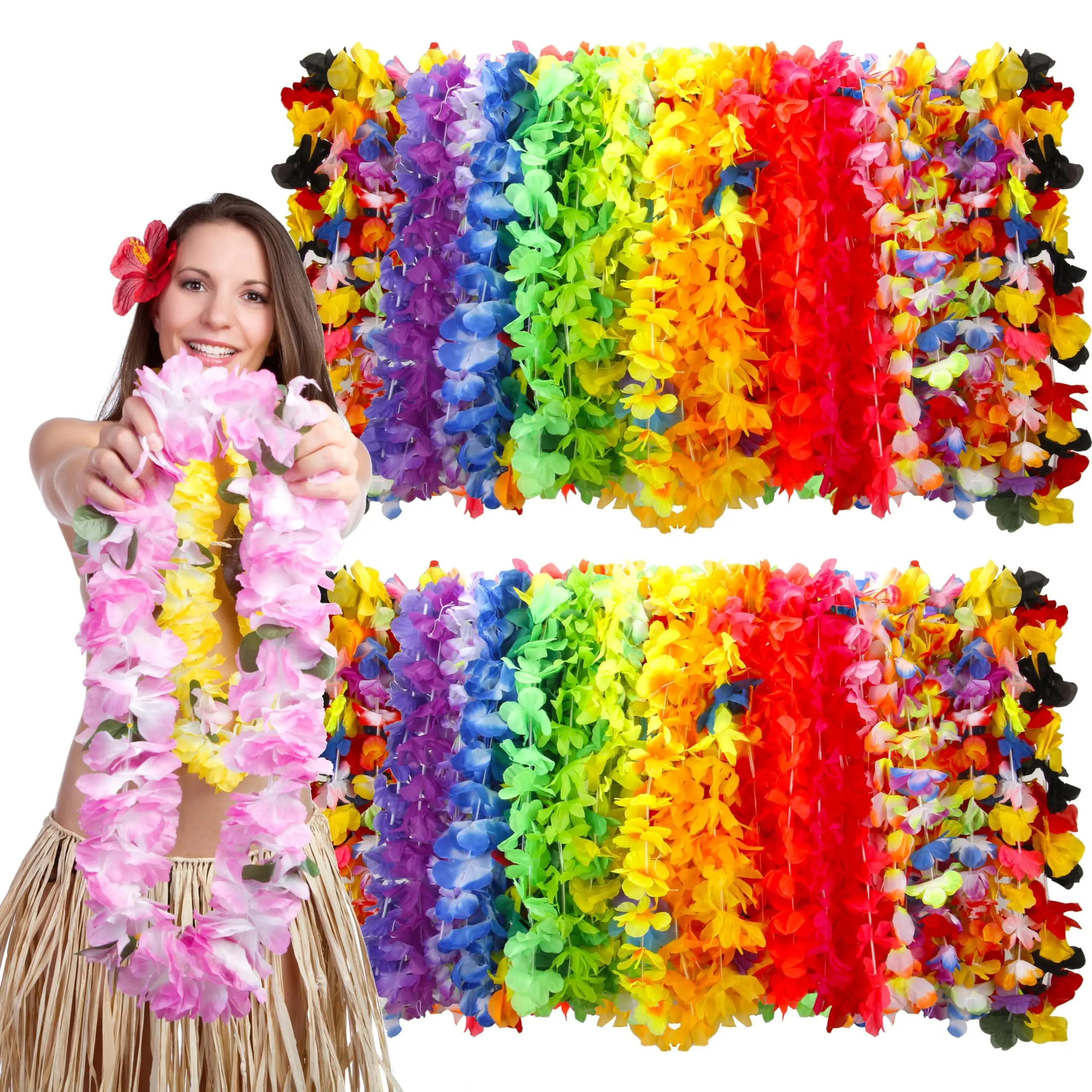 50-200pcs Hawaiian Lei Bulk Tropical Luau Hawaii Theme Silk Flower ...