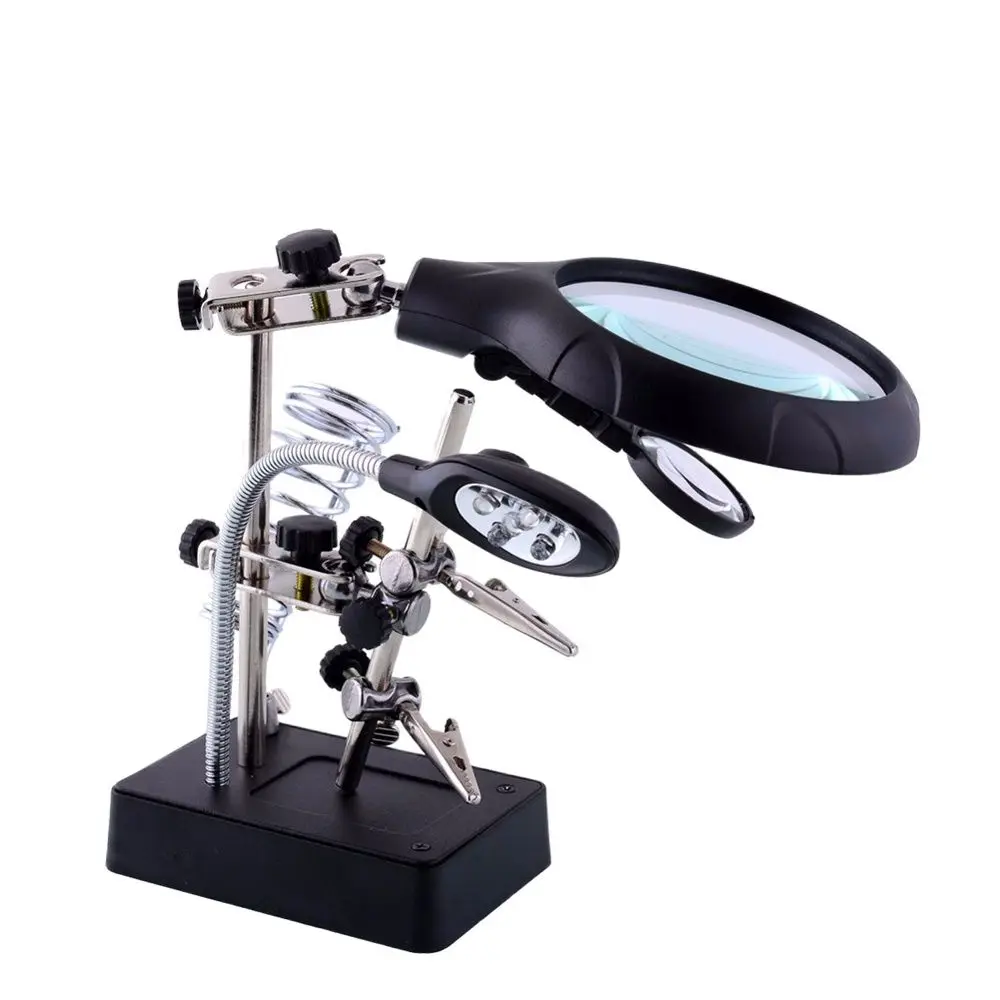 Eruntop MG16129 C Welding Magnifying Glass Clamp 5 LED Auxiliary Clip ...