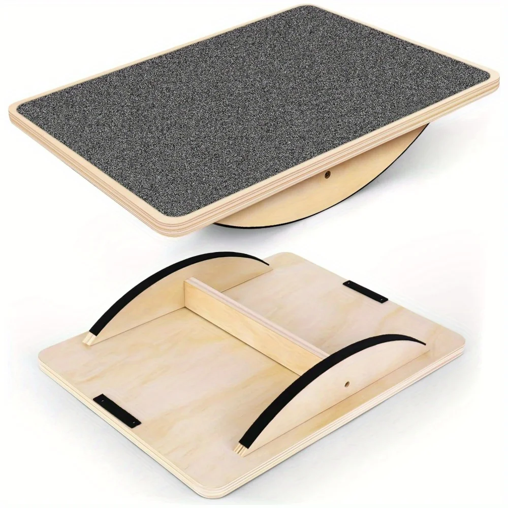 350LBS Anti-Slip Balance Board Professional Wooden Wobble Board for ...