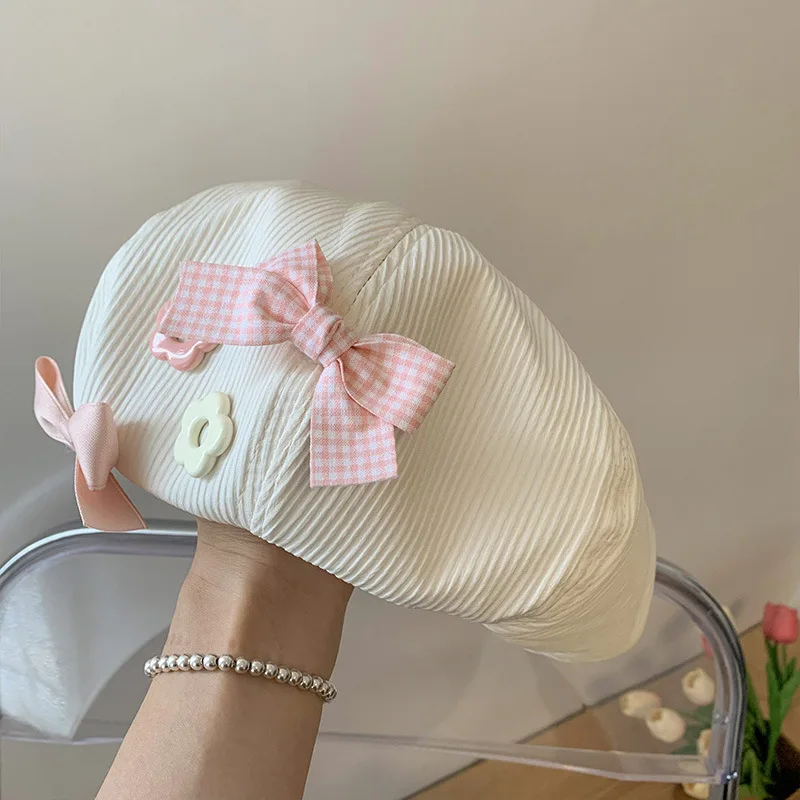 Soft-Sweet-Daisy-Bow-Hat-French-Biscuit-Hat-Beret-Blue-Painter-Side ...