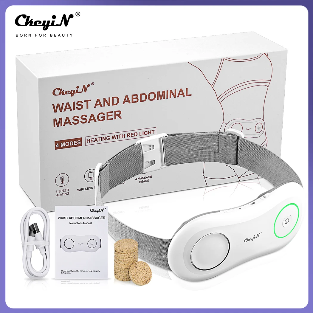 CkeyiN 전기 4D EMS 허리 및 복부 마사지 벨트, 무선 레드 라이트 뜸 뜨거운 압축 긴장 완화 통증 따뜻한 궁전 ...
