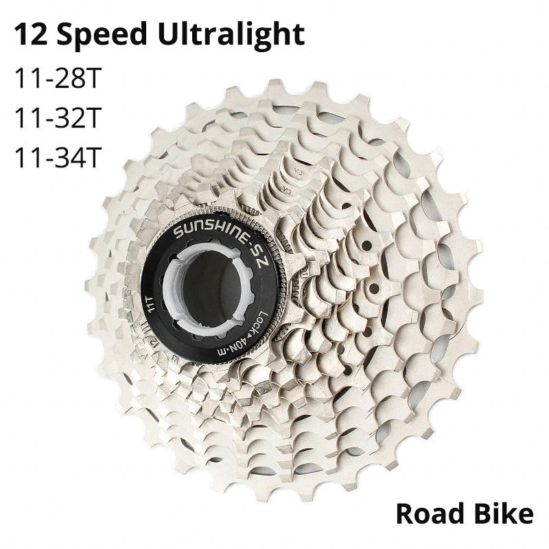 Sunshine 12 Speed Cassette Road Bike Ultralight 34T 32T Cassete 12v for ...
