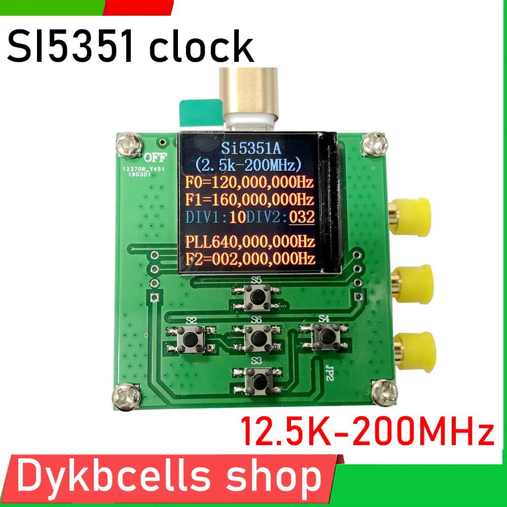 2-5K-200MHz-SI5351A-Square-Clock-Signal-Generator-Module-STM32-TFT-LCD ...
