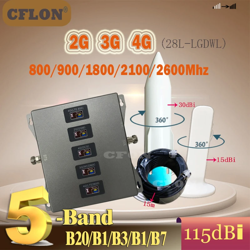 5-Band-Cellular-Amplifier-LTE-B20-800-900-1800-2100-2600-B7-GSM-2G-3G ...
