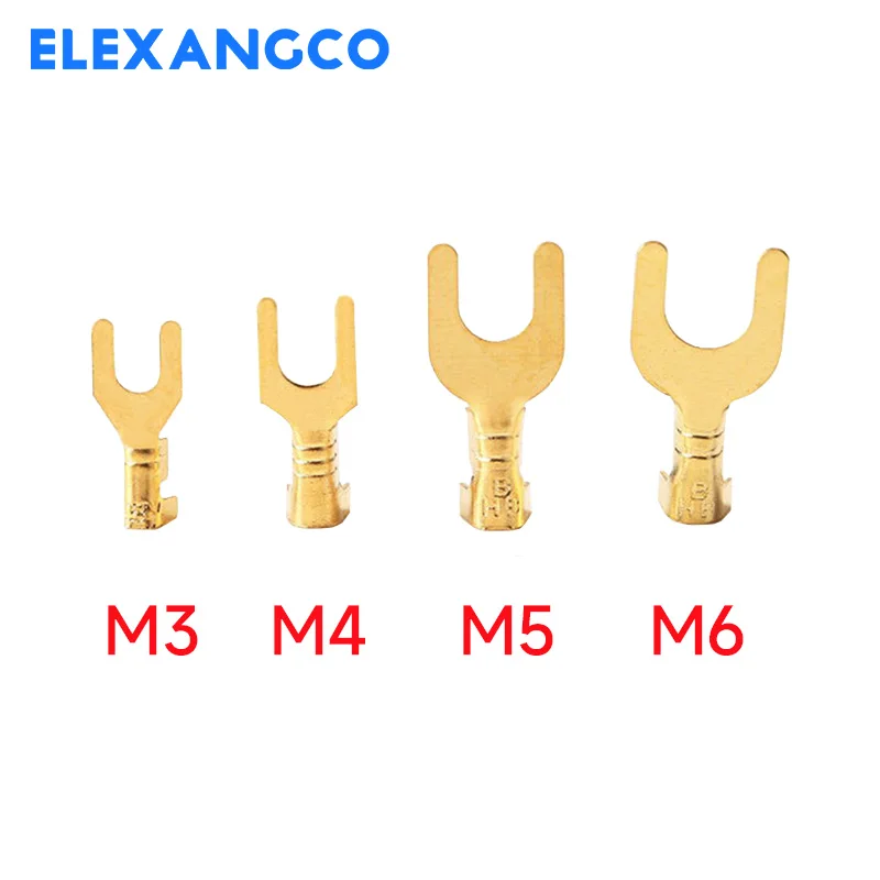 100Pcs M3 M4 M5 M6 Brass Fork Spade U-Type Non-Insulated Wire Connector ...
