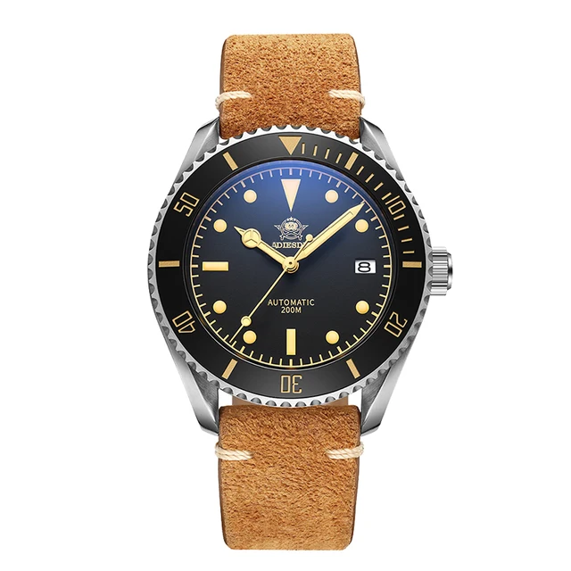ADDIESDIVE Business Vintage Leather Wrist Watch Waterproof Automatic ...