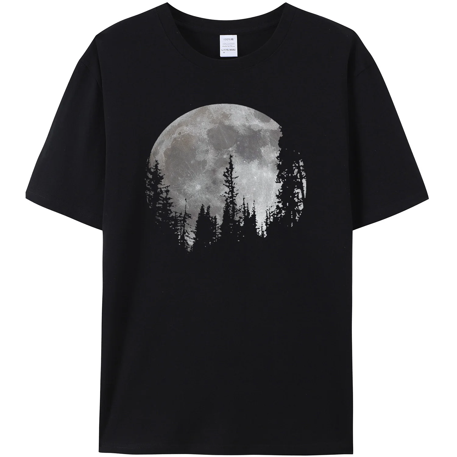 Moon Night Forest Printed Casual T-Shirt 180GMS 100% Cotton Funny ...