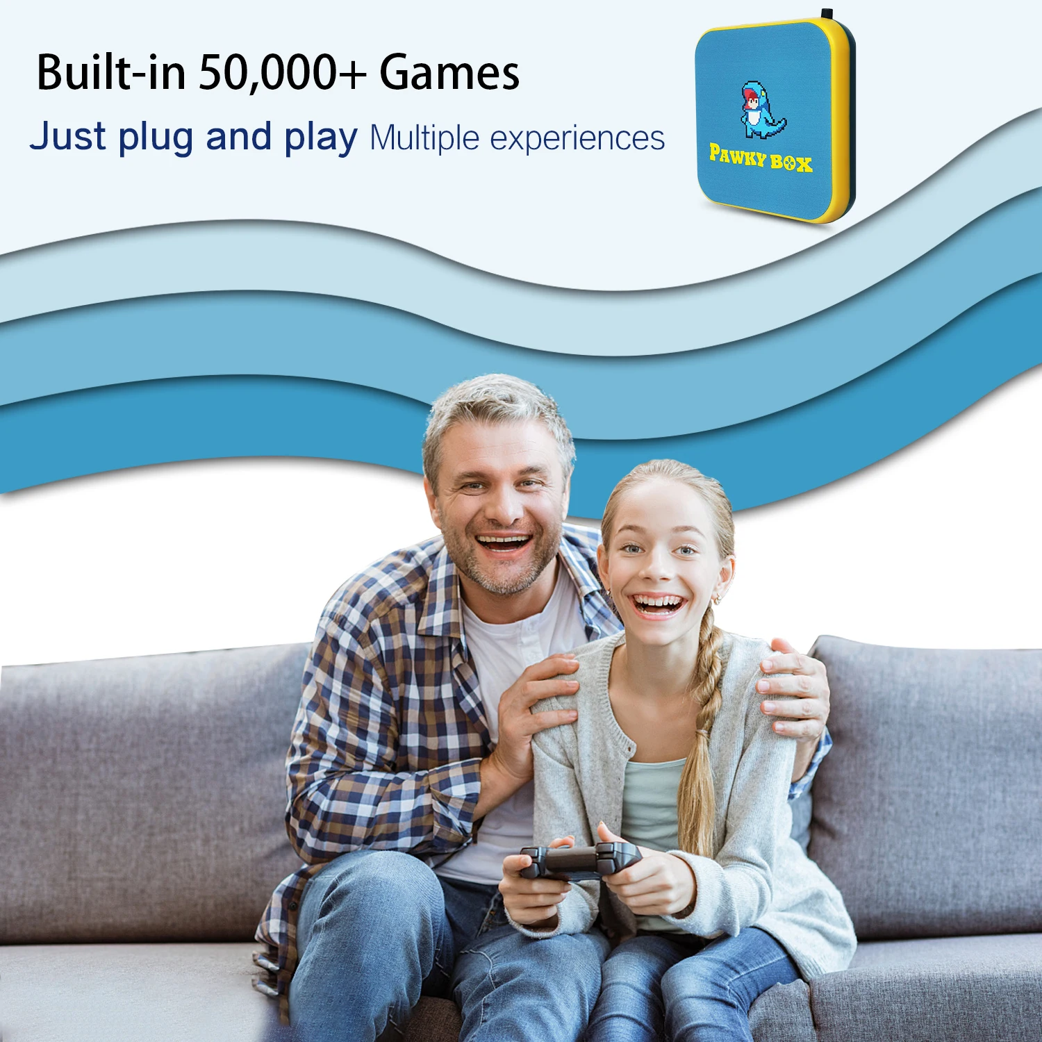 Bleu avec vert - Console de jeu vidéo Super Pawky Box avec deux ...