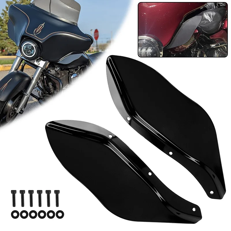 Black-Motorcycle-Air-Deflectors-Windshields-ABS-Wings-Side-Batwing ...