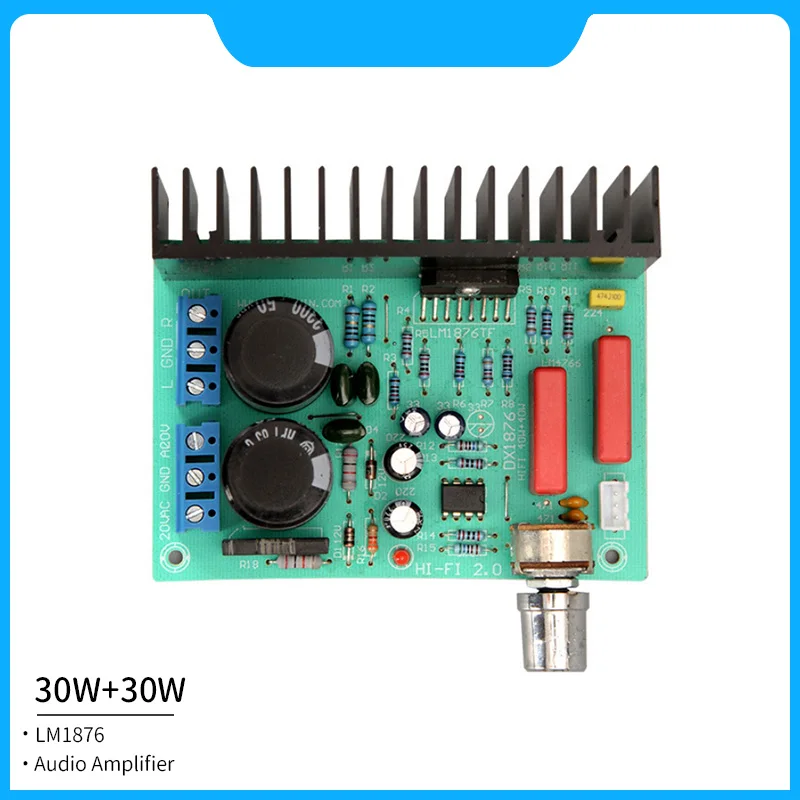 30W Audio Amplifier LM1876 2.0 Channels Stereo Hifi Power Amplifiers ...
