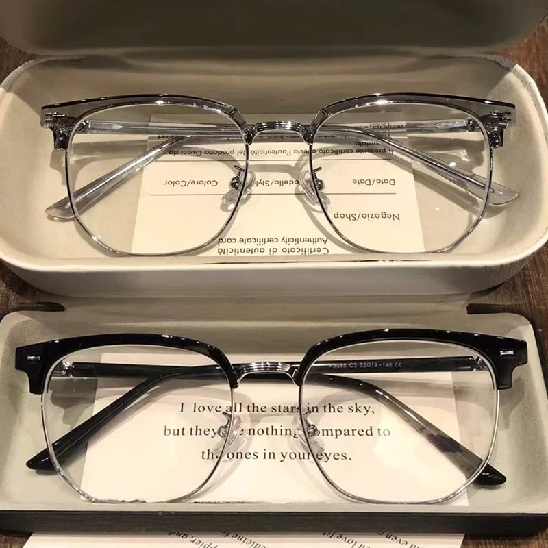 Simple-Semi-Rimless-Anti-Blue-Light-Blocking-Glasses-Men-Square-Ray ...