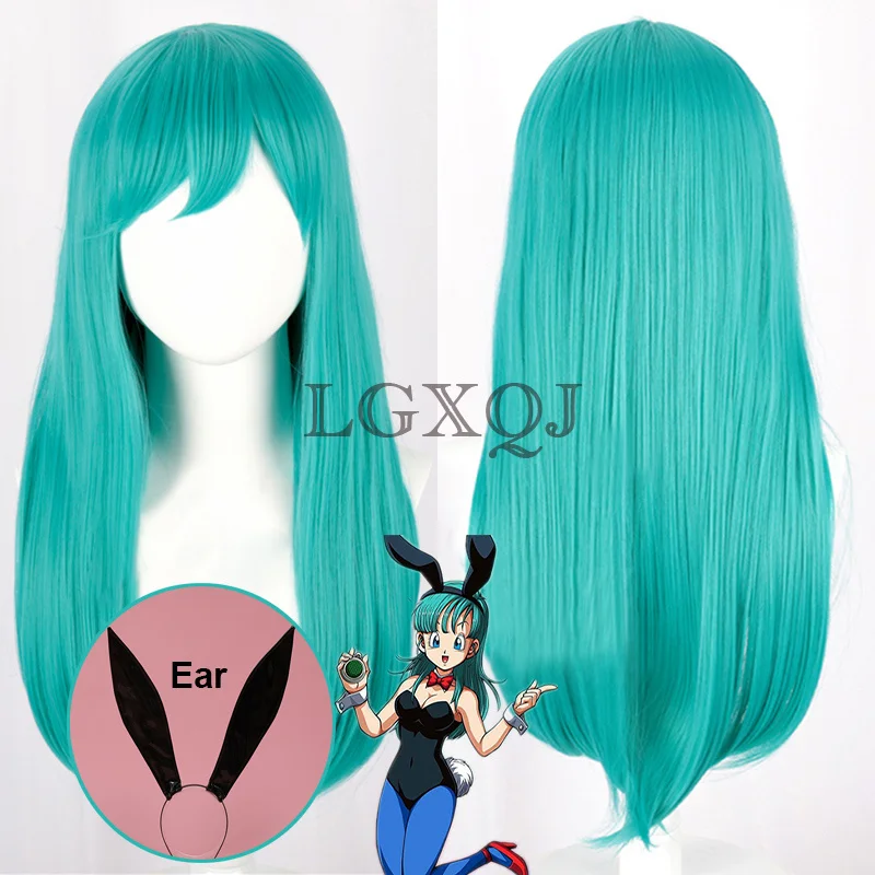 Peluca de Cosplay de Anime Dragonball Bulma Buruma, pelo largo verde de ...