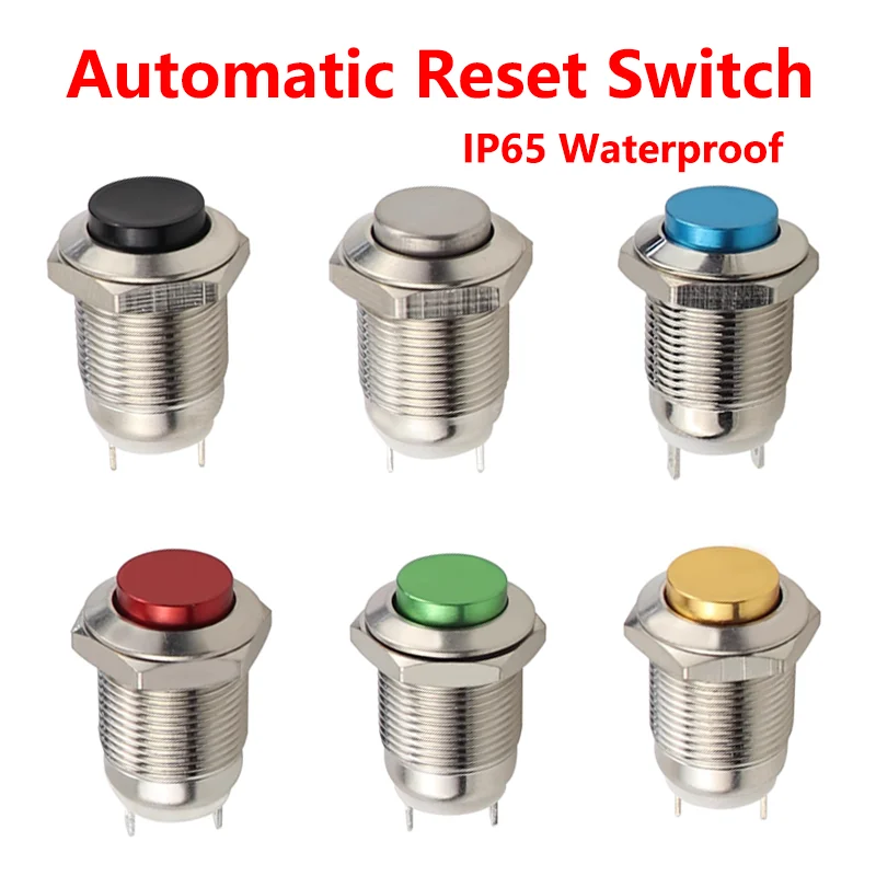 5-20-100PCS-250V-12mm-Metal-Waterproof-Momentary-High-Round-Push-Button ...