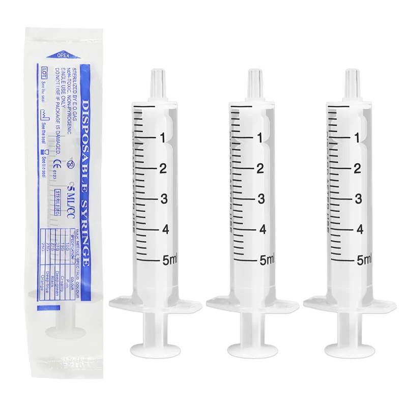 5ml Disposable Plastic 2-part Syringe WITHOUT Rubber Stopper, Manual ...