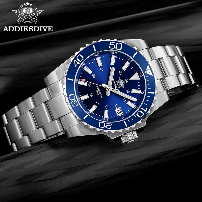 ADDIESDIVE Men's Diver's Watch 200m Sapphire Luminous Ceramic Bezel Men ...