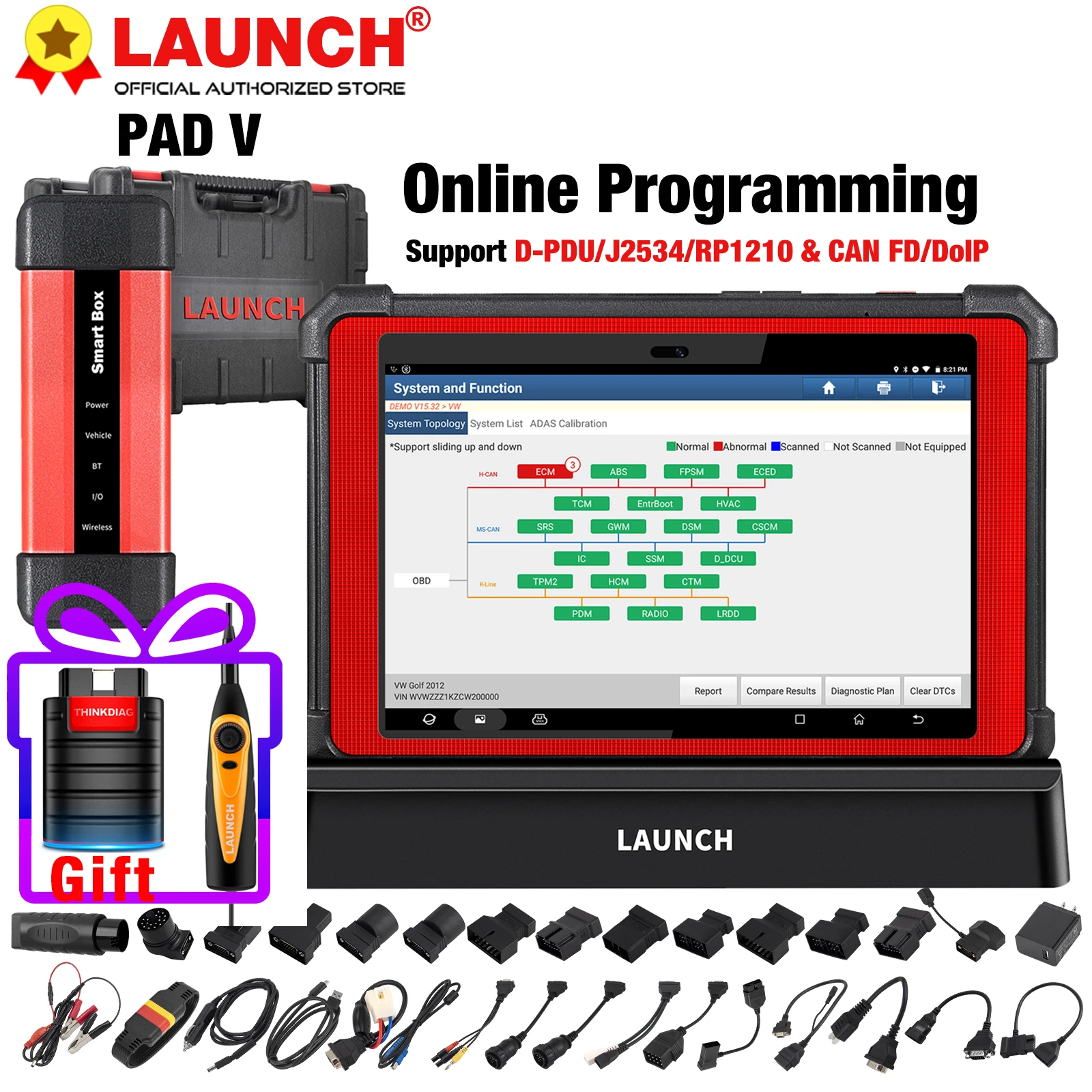 Launch X431 Pad V Online Programming Automotive Full System Diagnostic Tools Car Obd2 Code ...