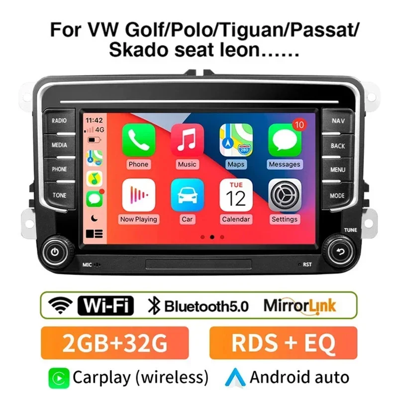 2Din-7inch-Android-12-0-Car-Radio-GPS-For-VW-Volkswagen-Skoda-Octavia ...