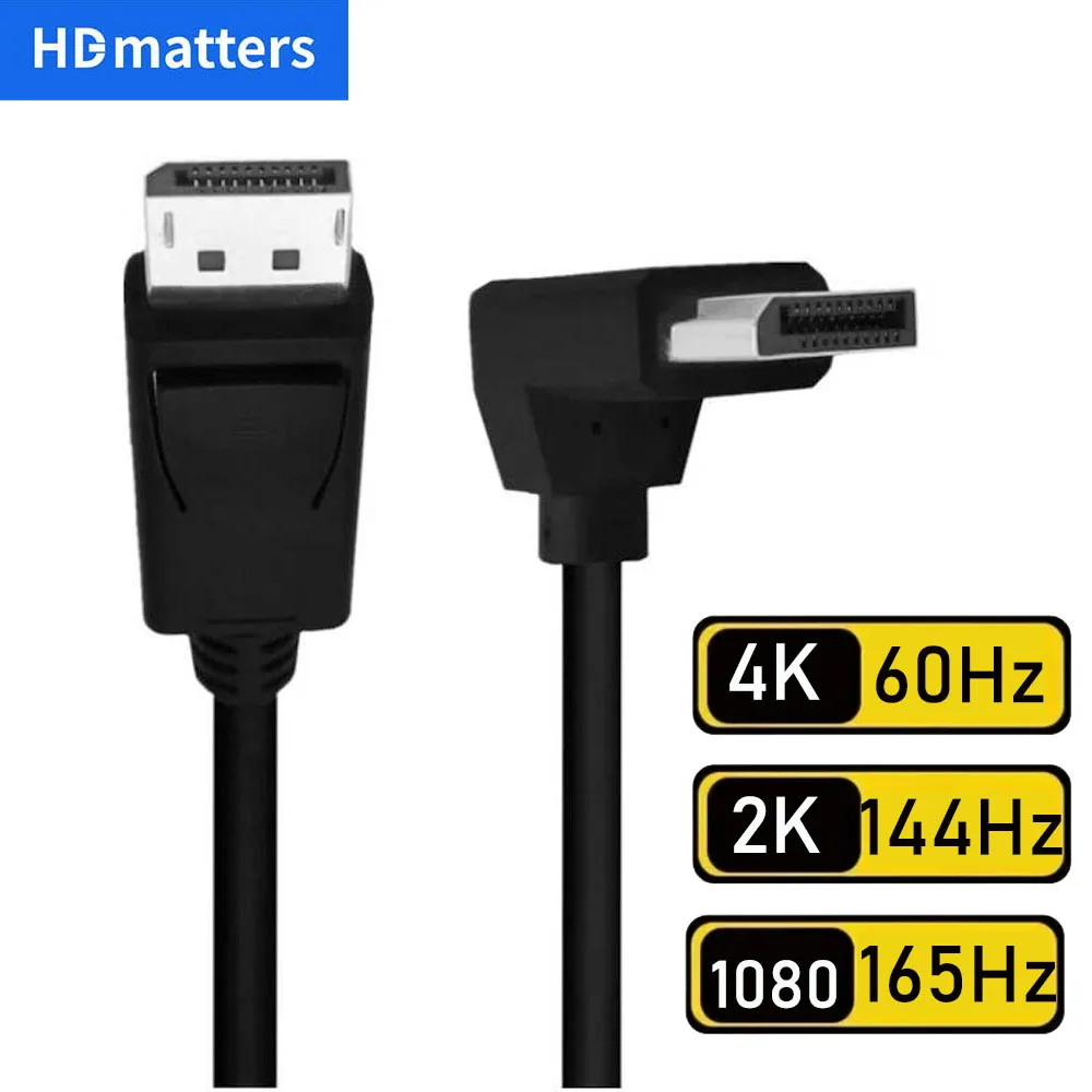 Angled Displayport to Displayport cable Short Display port 1.2 Cable 4K ...