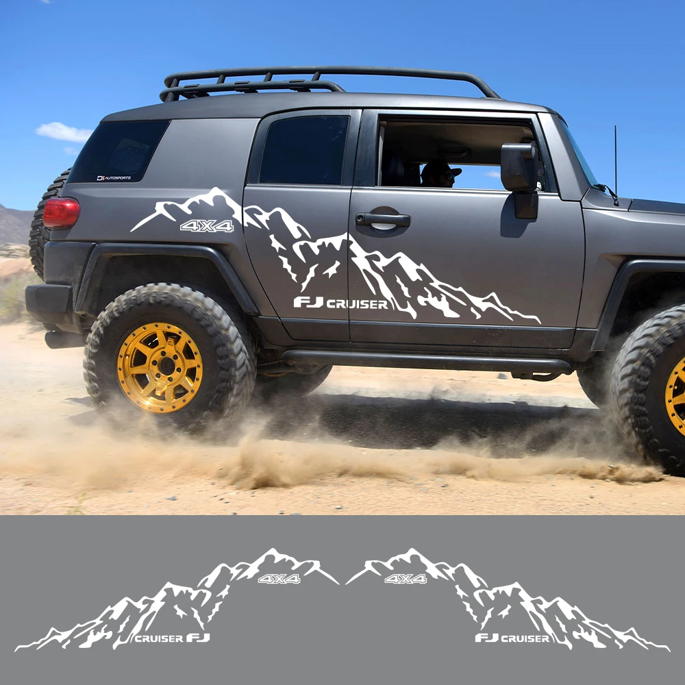 2PCS-Car-Stickers-For-Toyota-FJ-Cruiser-Graphics-Mountains-4x4-Vinyl ...