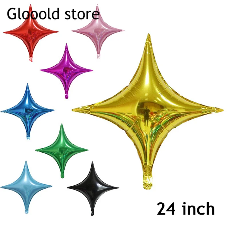 24Inch Foil 4 Pointed Star Balloon Air Ball Birthday Wedding Party ...