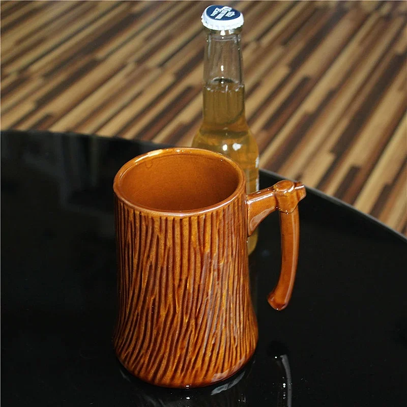 600ML-Large-Capacity-Creative-Tree-Stump-Shaped-Ceramic-Mugs-Beer-Cup ...