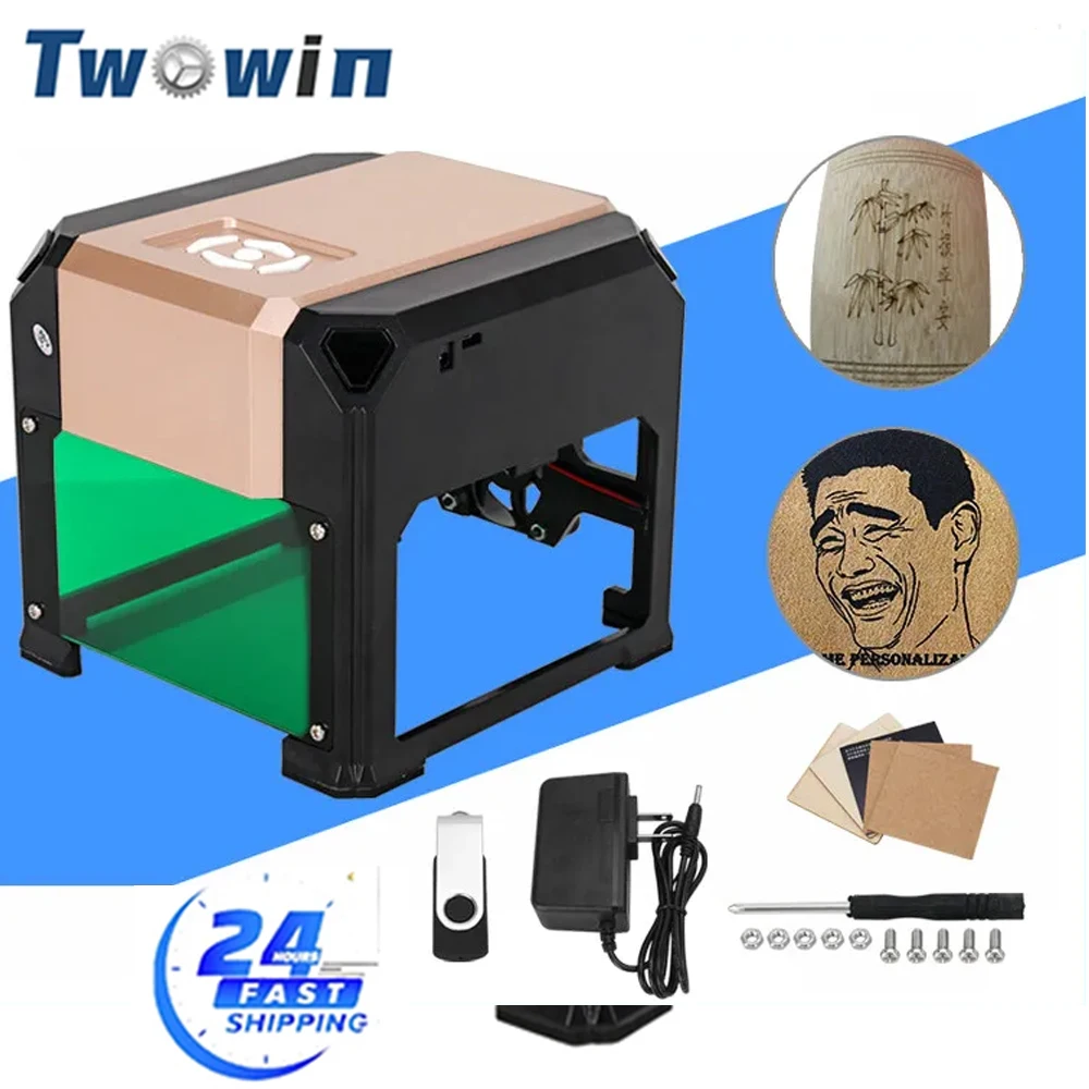 3000mW-Laser-Engraver-Bluetooth-Mini-CNC-Machine-USB-80x80mm-DIY-Logo ...