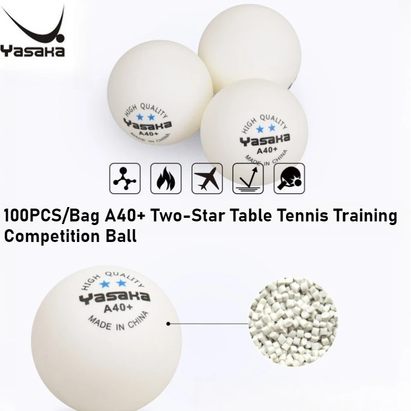 YASAKA 2-Star Table Tennis Balls 100PCS/Box ABS New Material A40+ High ...