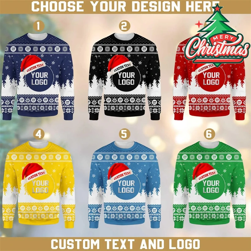 Custom Logo Photo Christmas Ugly Sweater Unisex Company Team Uniform ...