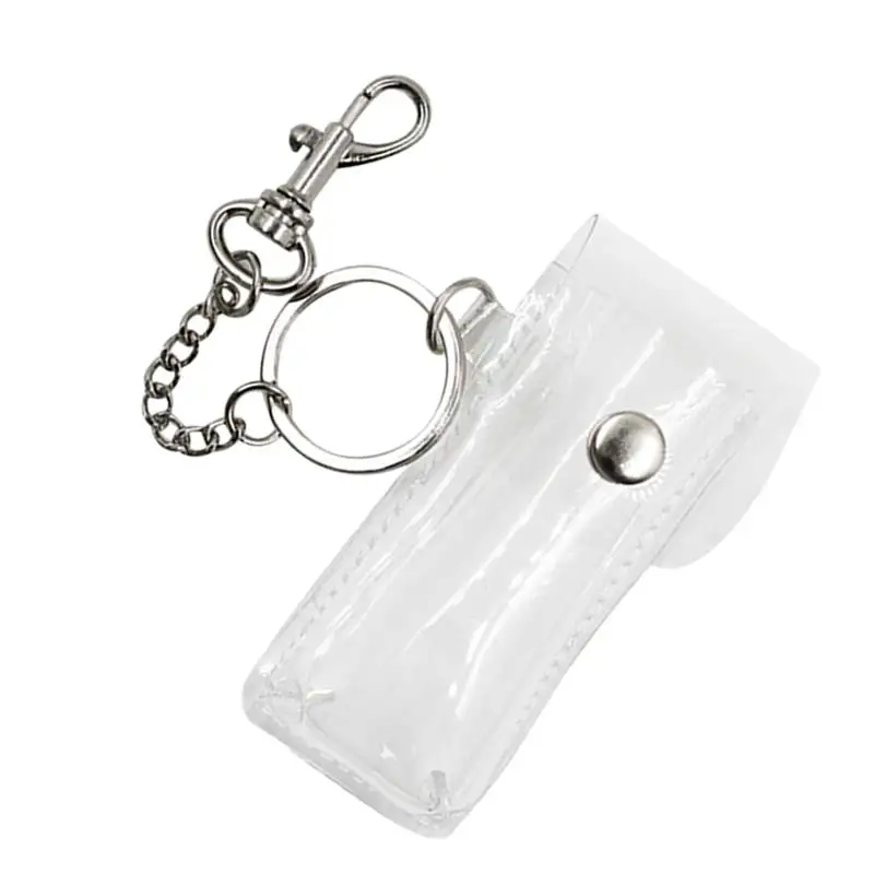 1pc Chapstick Pouch Keychain Transparent PVC Fashion Lipstick Holder ...