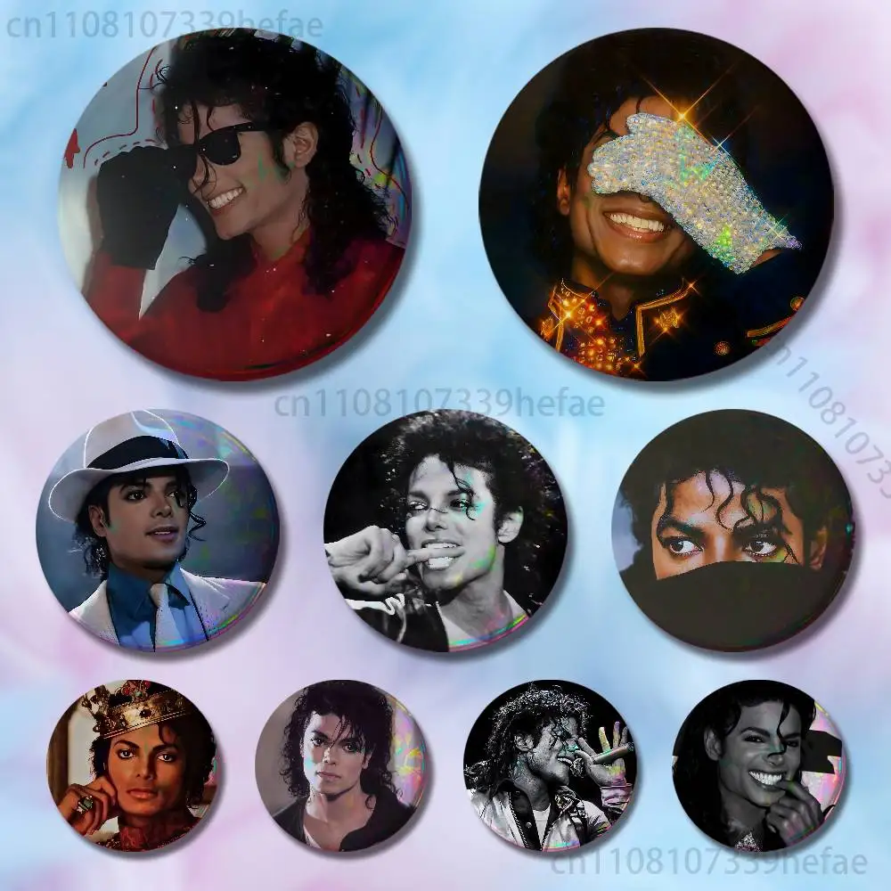 Thriller Dangerous M-Michael J-Jackson Pin Tinplate Round Brooch ...
