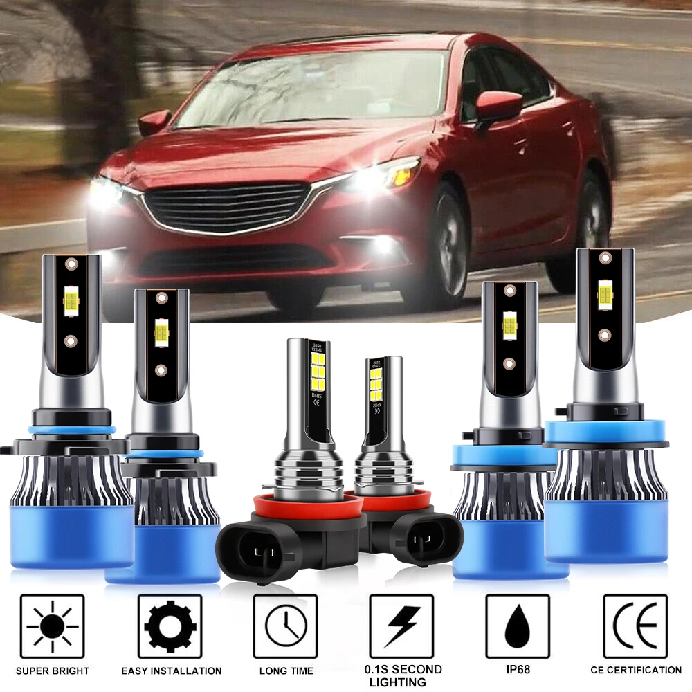 Roadsun-4-6PCS-LED-Headlight-High-Low-Beam-Luces-Fog-Light-Bulbs-Combo ...