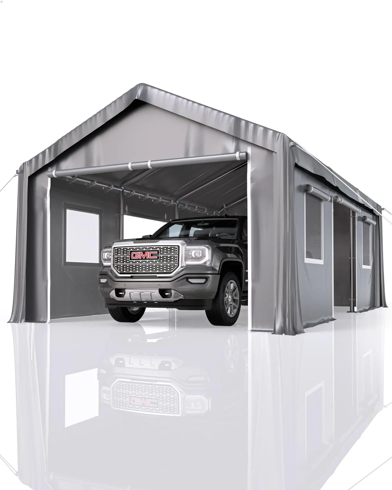 Garage-robuste-ext-rieur-garage-portable-avec-4-portes-roulantes-4-fen ...