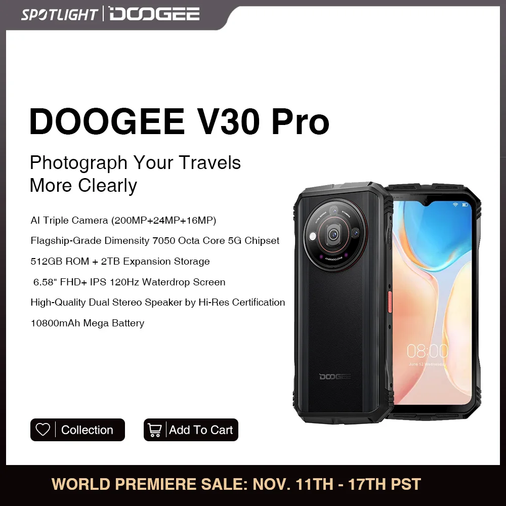 Światowa premiera DOOGEE V30 Pro wytrzymały telefon 200MP rozmiar ...