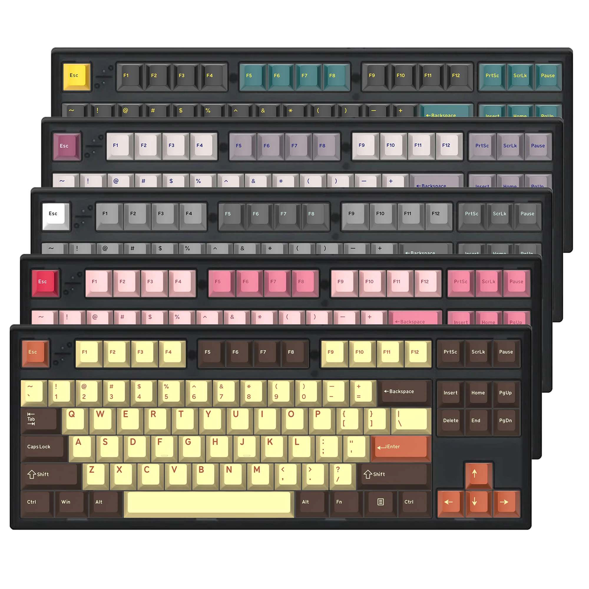 Flesports mk870 teclado mecânico completo rgb quente swappable soquete ...
