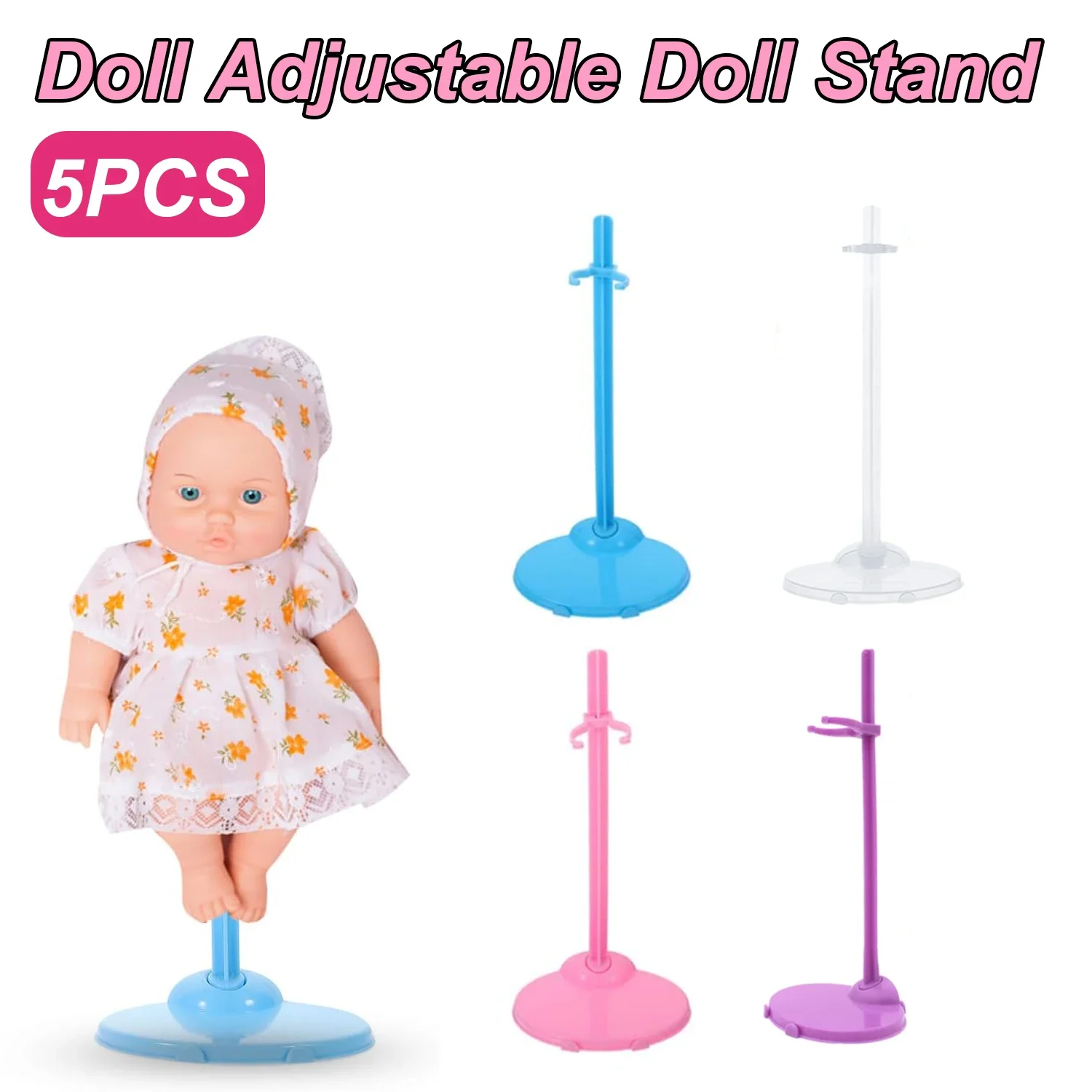 5PCS Plastic Doll Stands with Adjustable Waist Clip Mini Doll Holder ...