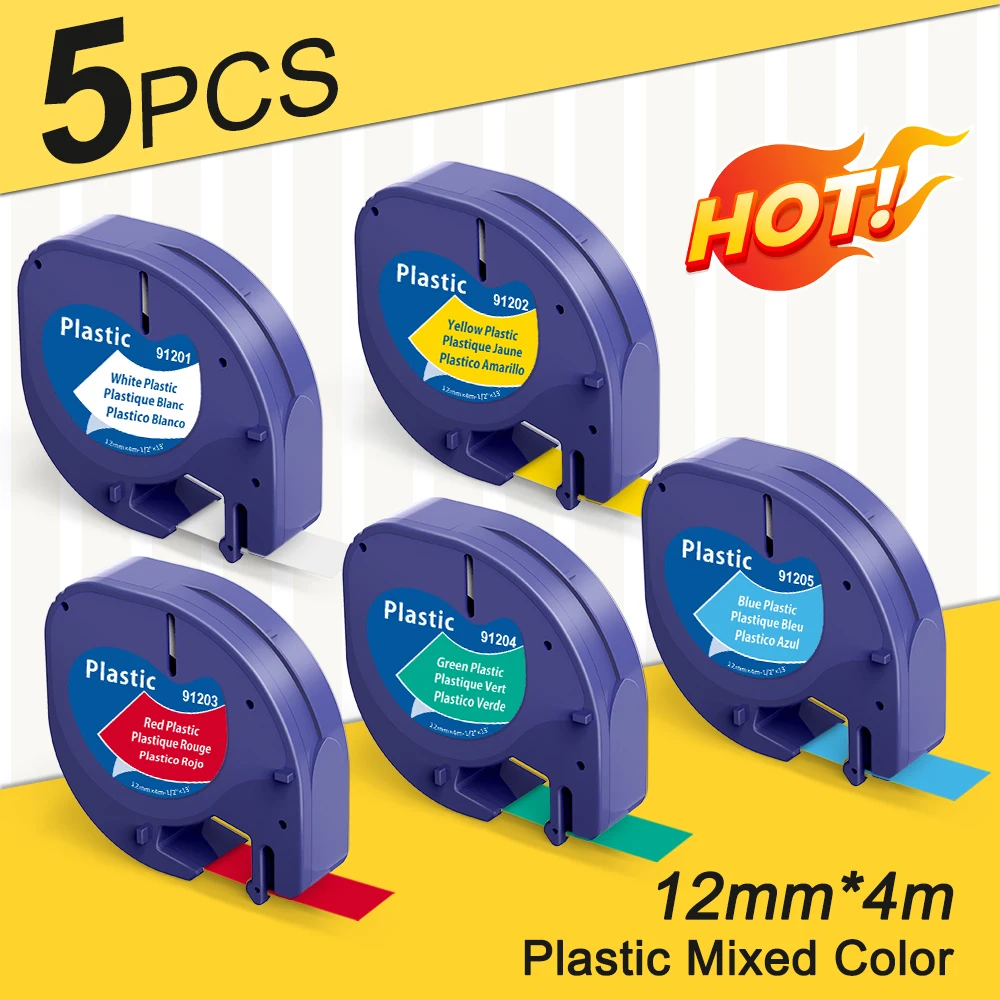Labelife 5Pack Compatible for DYMO LetraTag Tape for Dymo Label Tape ...